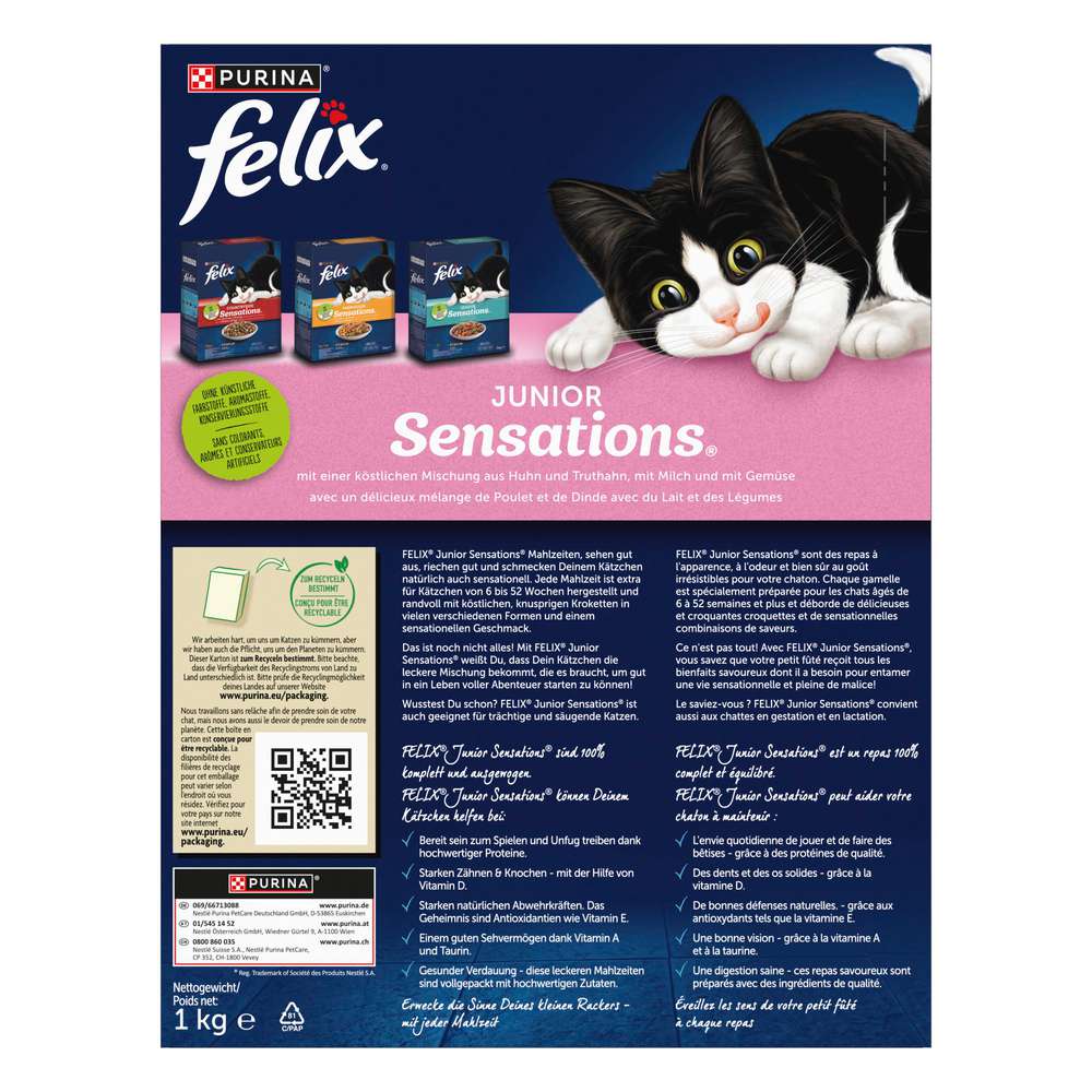 Katzen-Trockenfutter Sensations Junior, Geflügel von Felix