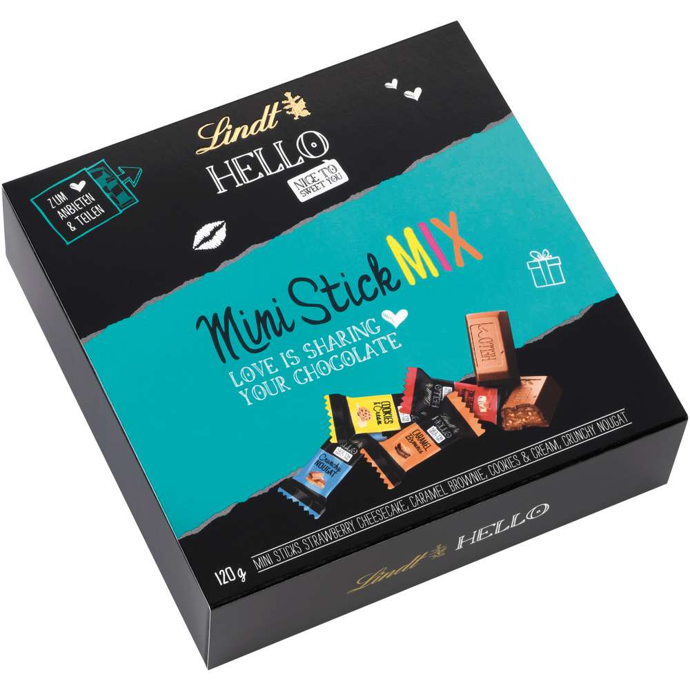 Hello Schokoriegel, Mini Stick Mix, Box von Lindt ⮞ Globus